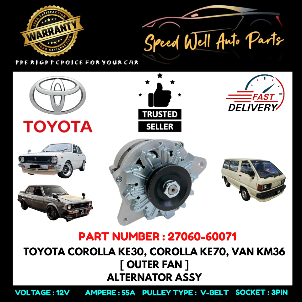 [ TOYOTA ALTERNATOR ] TOYOTA COROLLA KE30 ,KE70, VAN KM36 ALTERNATOR ...