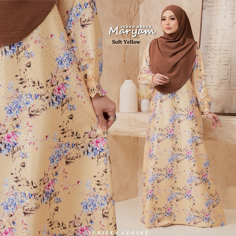 Jubah Muslimah Abaya Bercorak Dress Plussize Kaftan Jubah Muslimah Loose Flowy Ironless - MARYAM ...