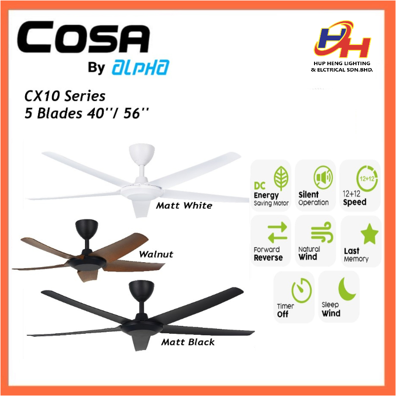 Alpha COSA Series CX10 (56"/40") 12 Speed DC Remote Control Ceiling Fan ...