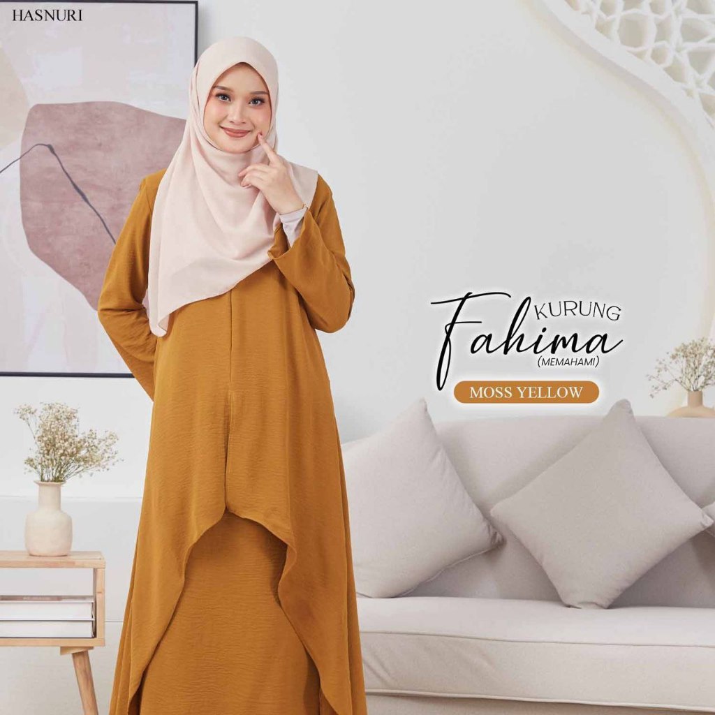HASNURI Kurung Fahima | Baju Kurung Moden Labuh Muslimah Italian Crepe Ironless | Shopee Malaysia