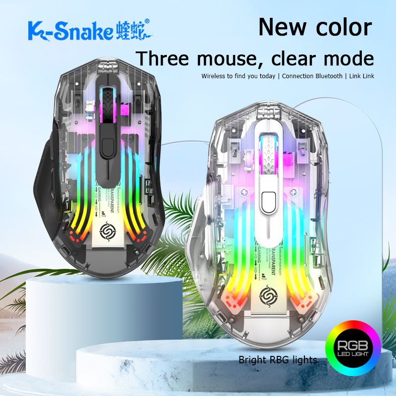 Transparent Wireless Gaming Mouse RGB light Rechargeable Bluetooth ...