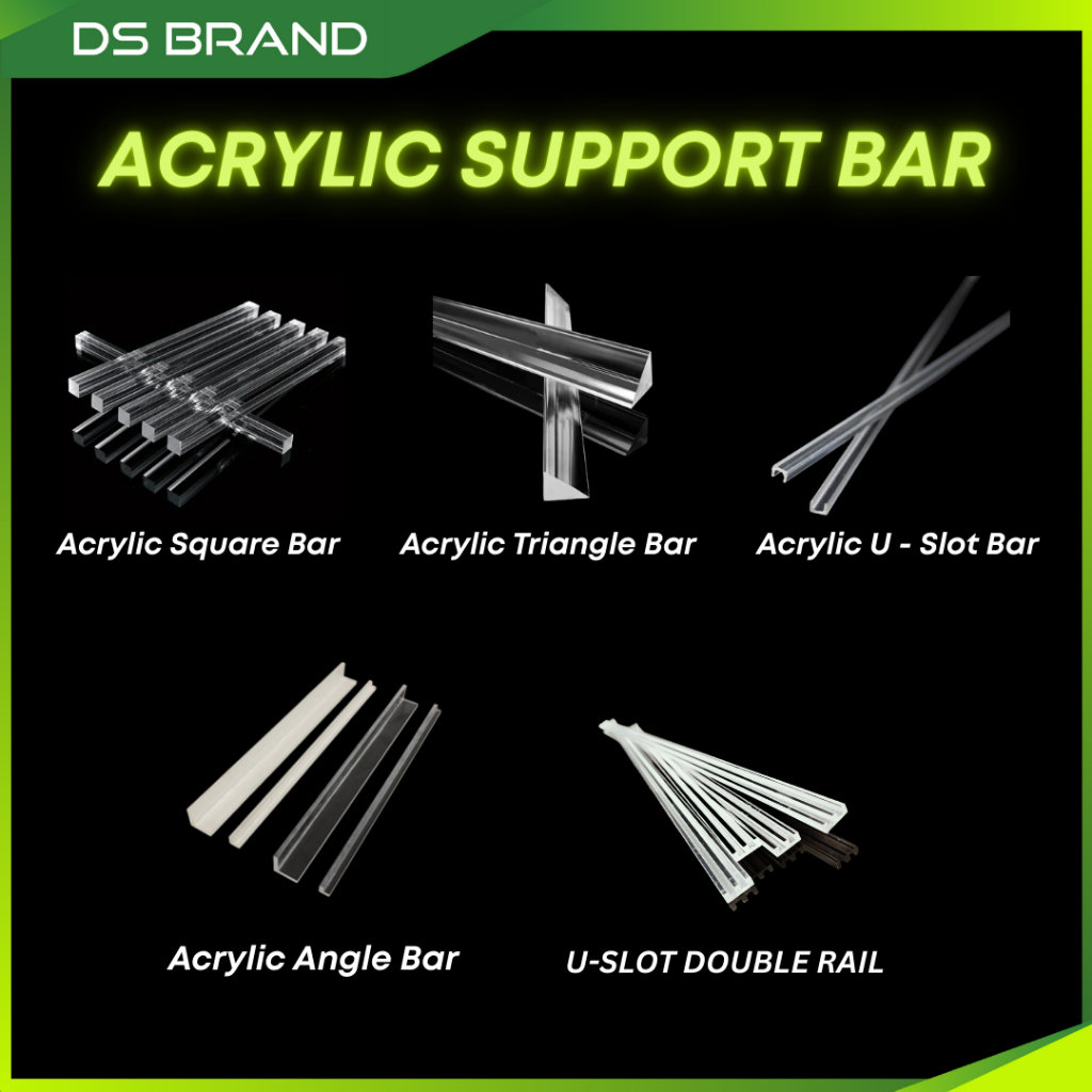 Acrylic DIY Support Bar ( Square Bar / Triangle Bar / U Slot Single ...
