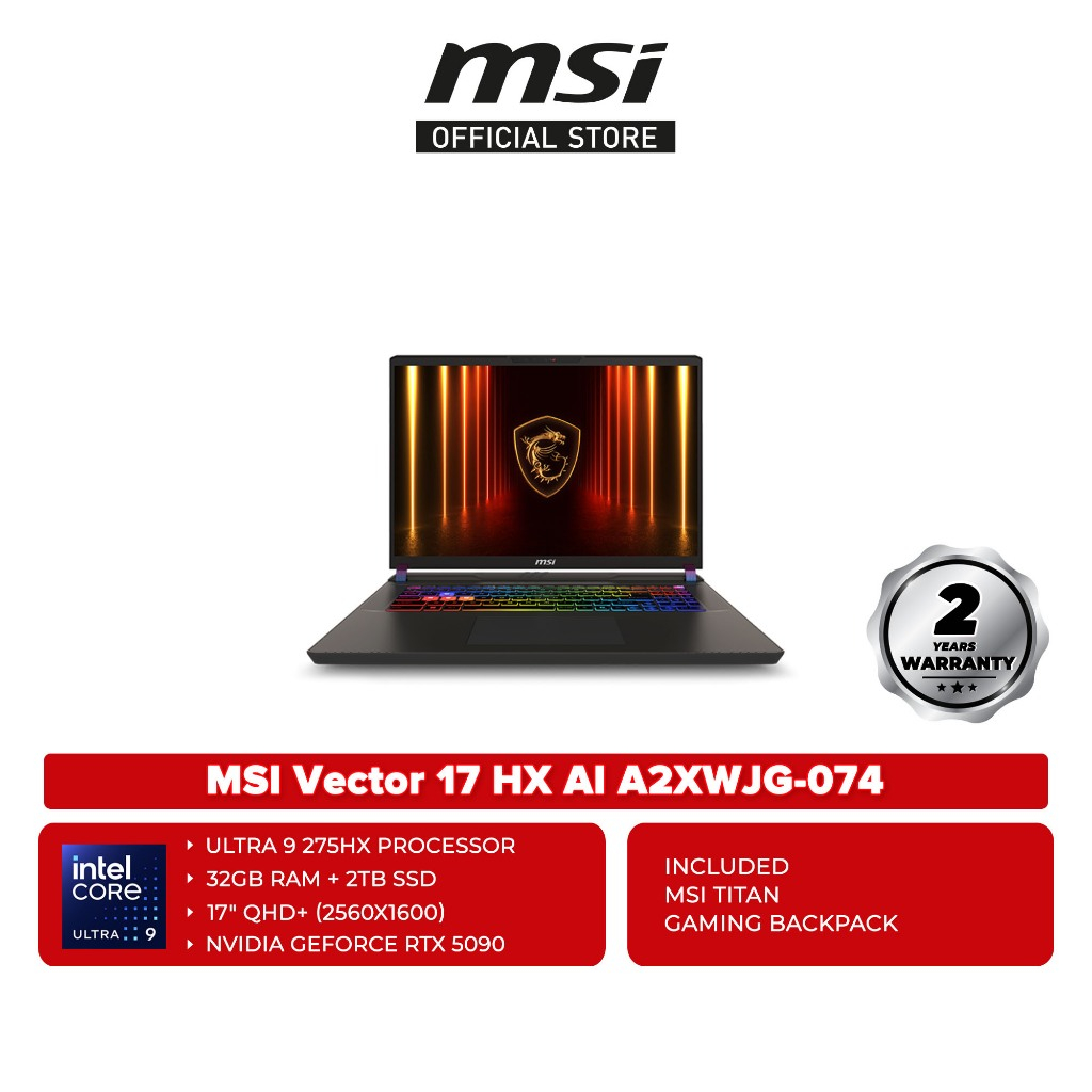 MSI Vector 17 HX AI A2XWJG-074 17" QHD+ Gaming Laptop | Shopee Malaysia