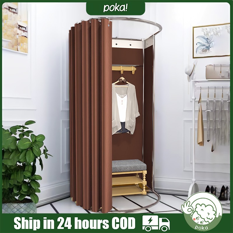 Stainless Steel Fitting Room Portable With Integrated Linen Curtain ...