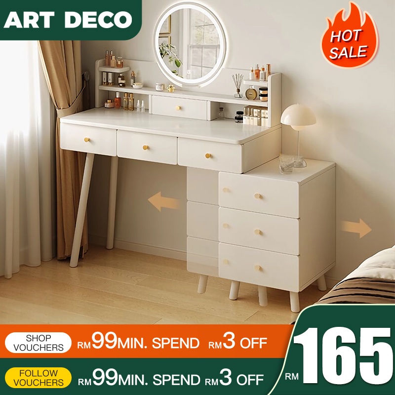Dressing Table With Drawer Makeup Table with Side Cabinet Meja Solek ...