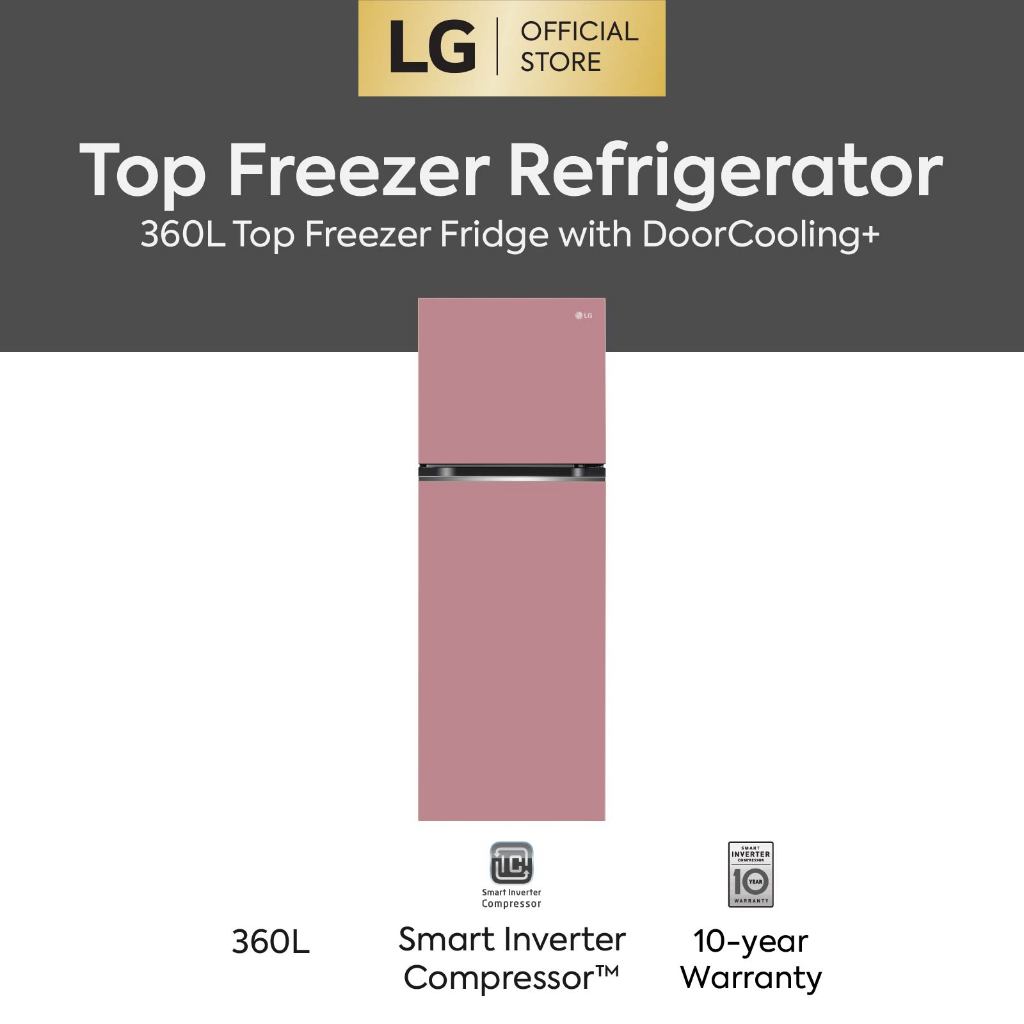 360L Top Freezer Fridge in Clay Pink Finish | Shopee Malaysia