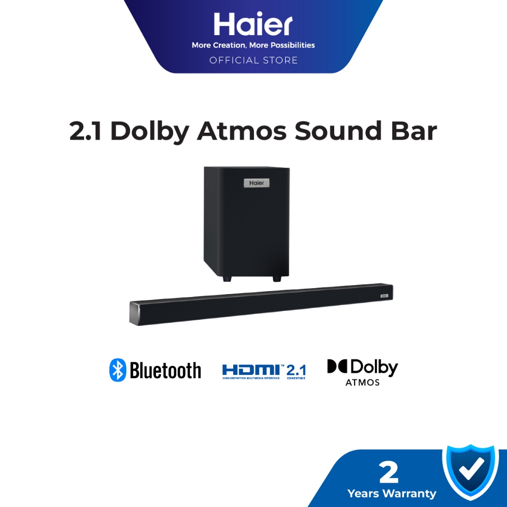 Haier Dolby Atmos Sound Bar (120W) / Independent Subwoofer / HDMI 2.1 ...