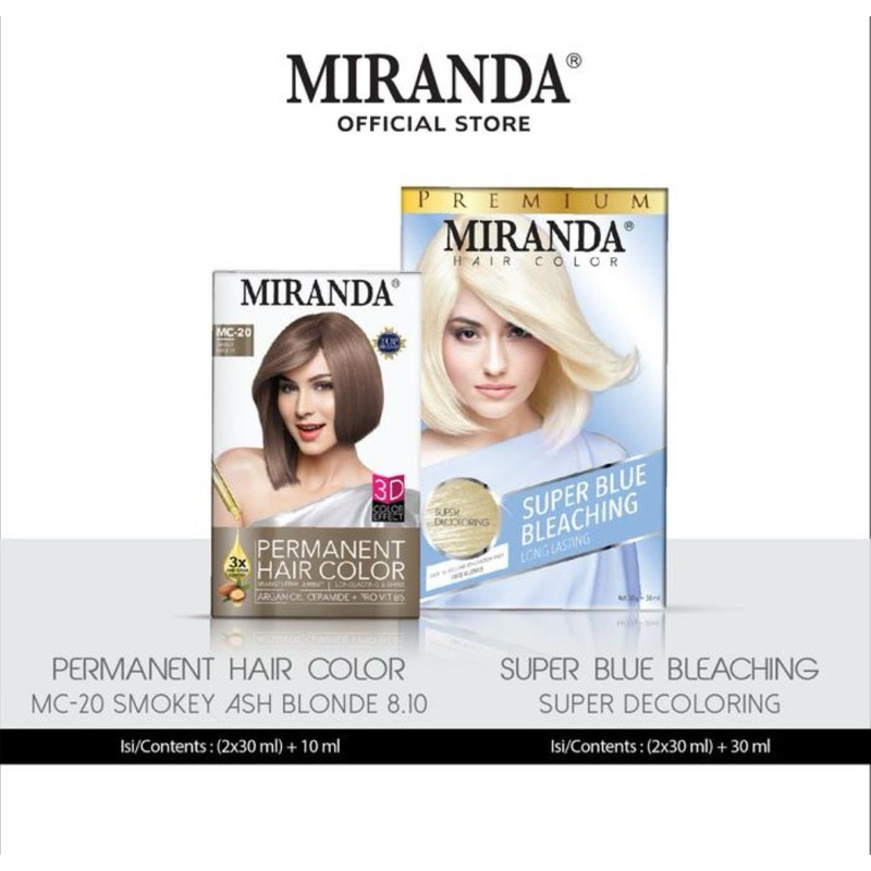 Miranda pastel super blue bleaching & mc20 smokey ash hair color ...