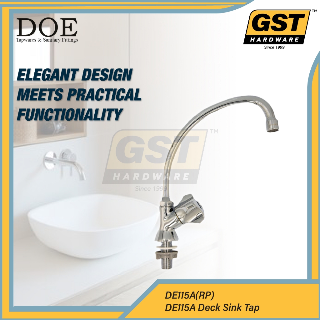 DOE DE115A Pillar Mounted Sink Tap with 200mm Swivel Anti Splash ...