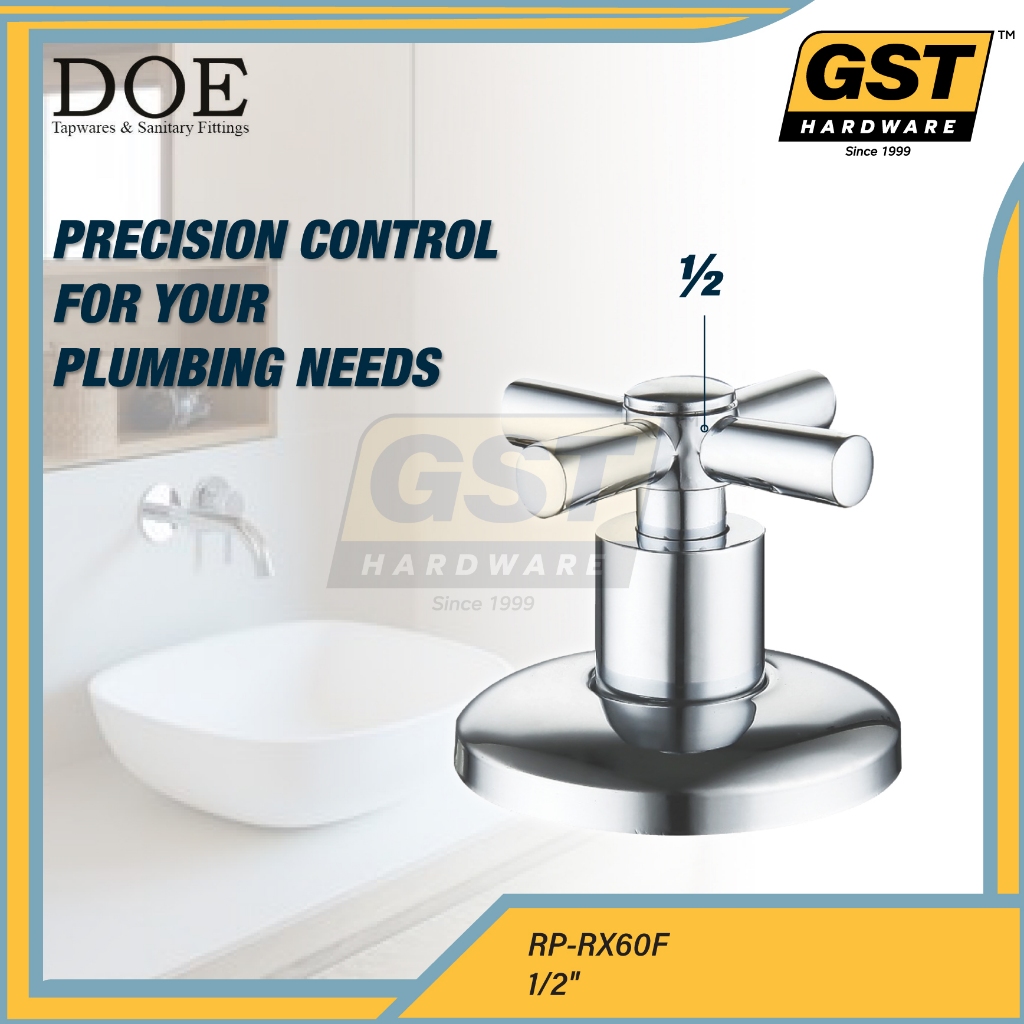 DOE RX60AF(RP) 3/4" Cross Handle Concealed Full Turn Stopcock Shower ...