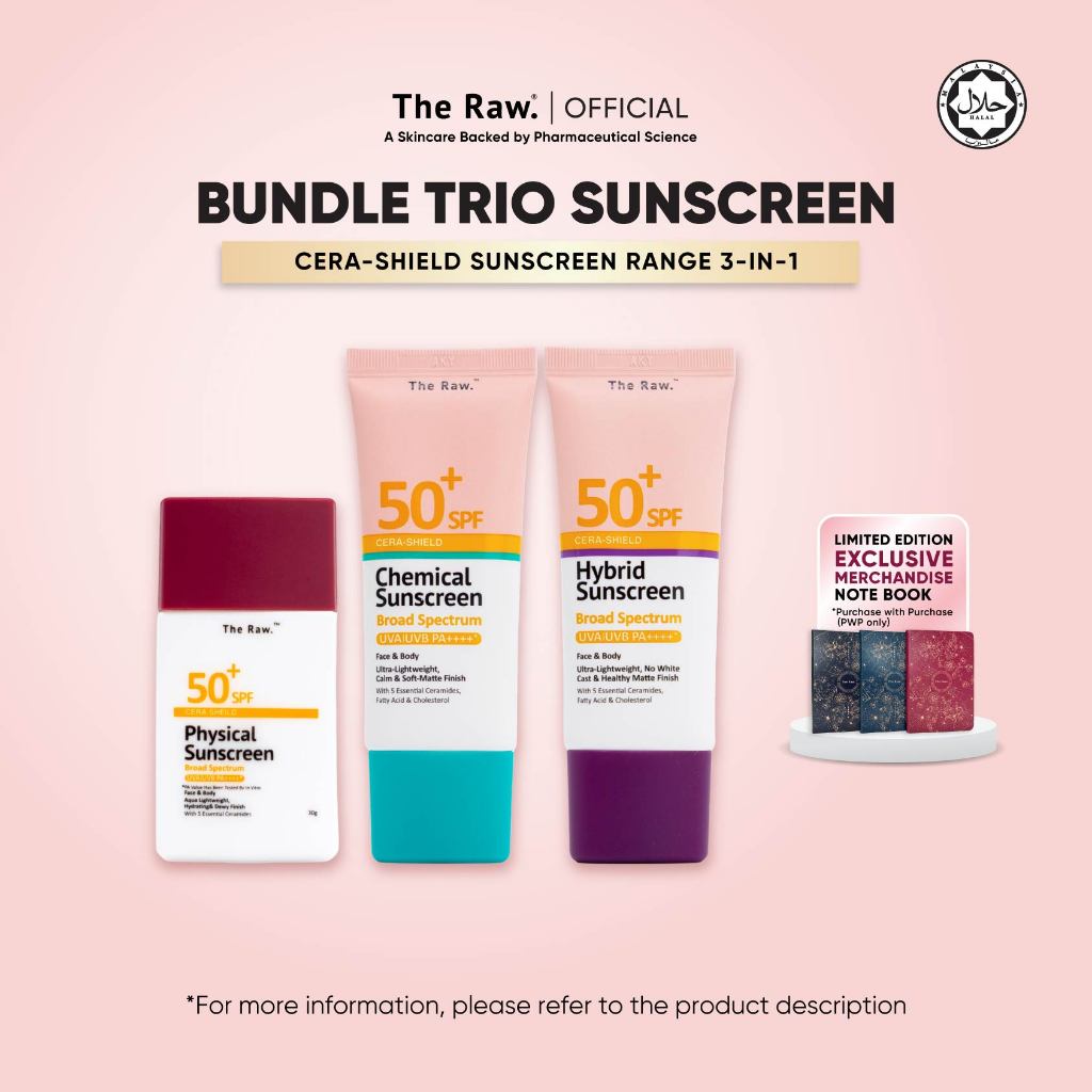 [BUNDLE PROMO] The Raw. Cera-Shield Sunscreen Combo 3-in-1 (30g x 3) | Shopee Malaysia