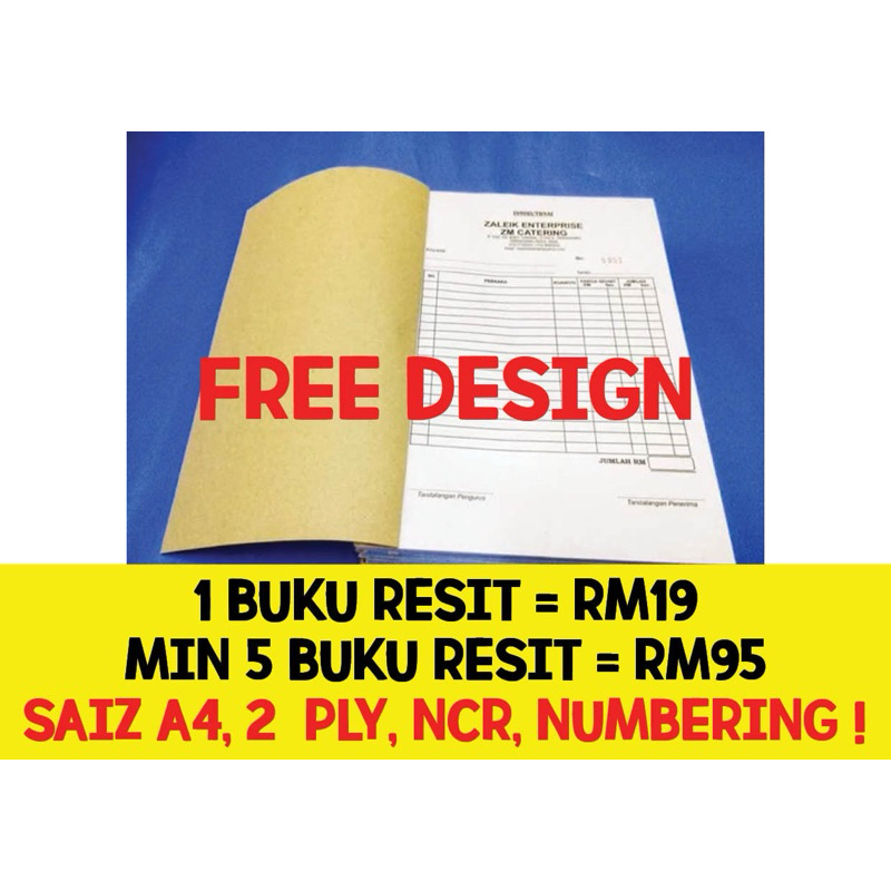 🔥5 BUKU RESIT LOGO DAN NAMA SYARIKAT SENDIRI SERENDAH RM19 SAIZ A4 2PLY ...