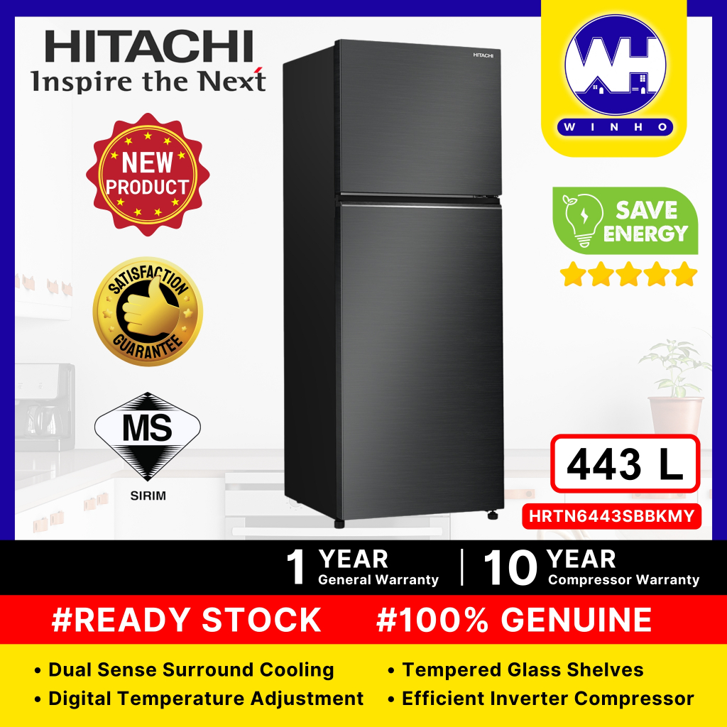 (KL & SEL) HITACHI 443L Inverter Refrigerator HRTN6443SBBKMY - Grand Carbon Line Series, Energy ...
