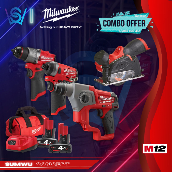 MILWAUKEE M12 Mega Combo 4-in-1 Anniversary 1924 LIMITED OFFER (M12 ...