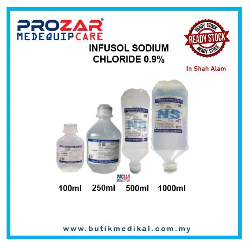 Normal Saline Sodium Chloride 0.9 100ml 250ml 500ml 1000ml | Shopee ...