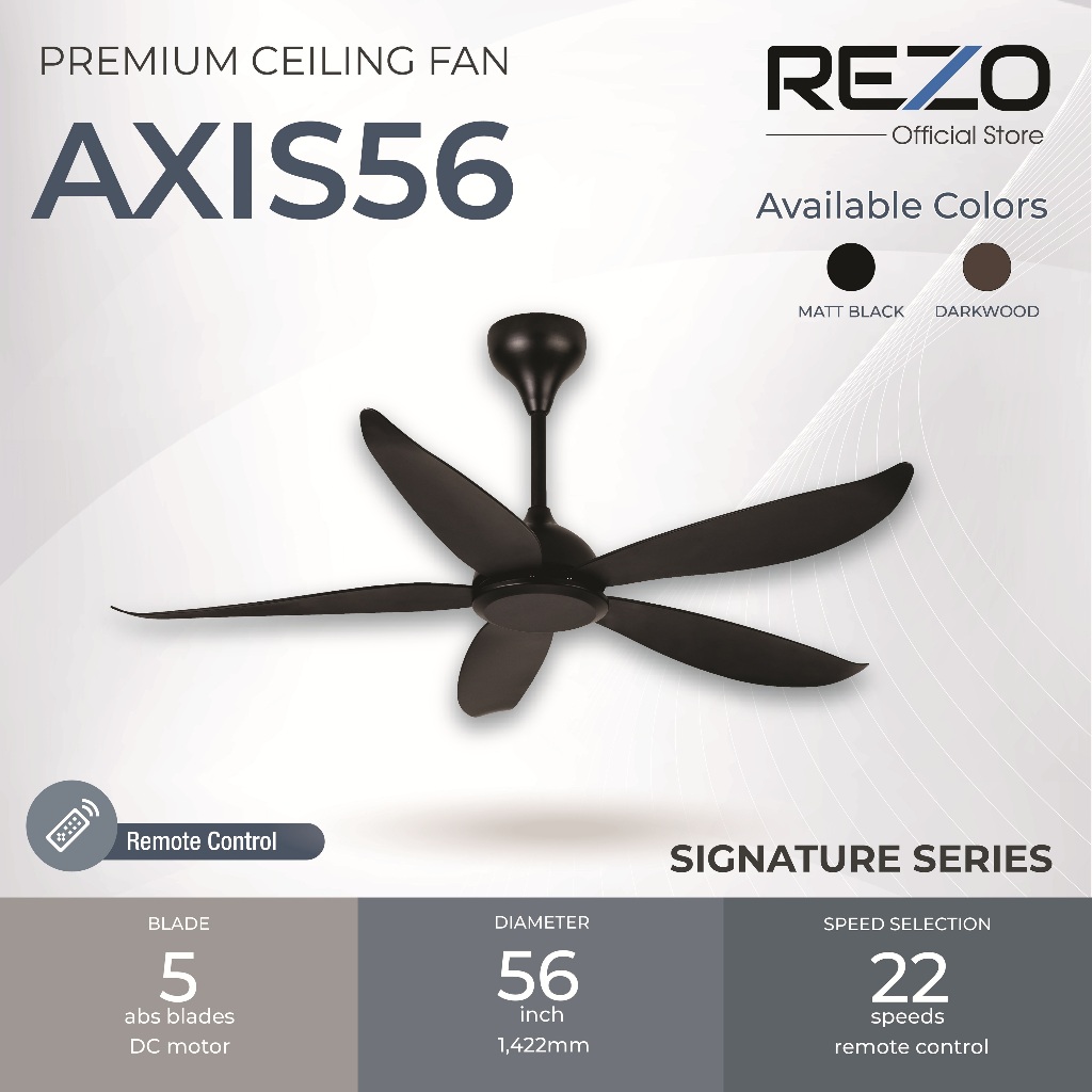 REZO Signature Series 56" 5 Blades DC Motor Ceiling Fan With Remote ...