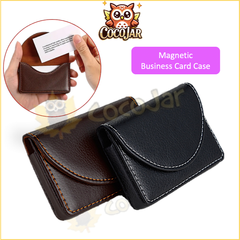 Magnetic Closure Leather Business Card Holder Case Box Premium ...