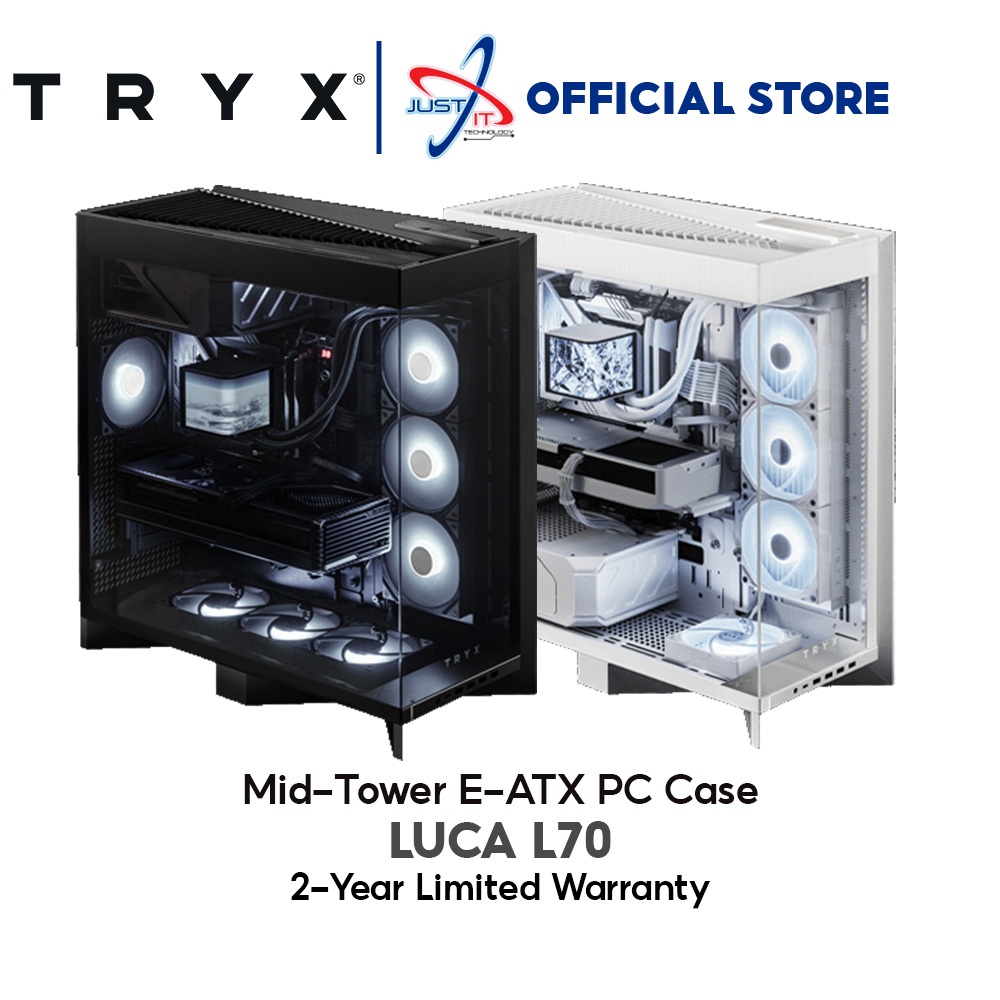 TRYX LUCA L70 RGB MID-TOWER E-ATX DESKTOP PC CASE / CASING - BLACK ...