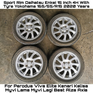 Sport Rim Ori Daihatsu 15 Inch 4H With Tyre Tayar Tire Yokohama 165/55 ...