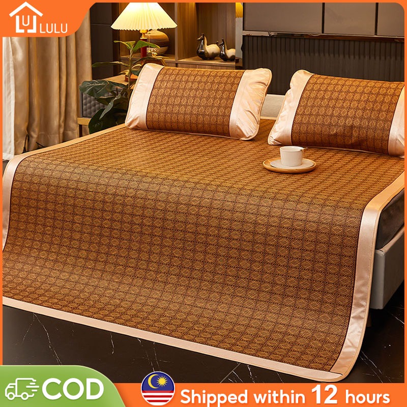 LULU Tikar Buluh Bamboo Mat 90/150/180cm Foldable Rattan Mat Burr-free ...
