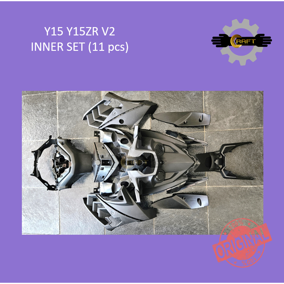 YAMAHA Y15 Y15ZR V2 INNER HITAM INNER BLACK COVER (11 pieces set) B17 ...