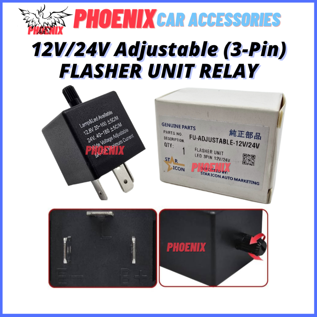 UNIVERSAL 12V-24V 3 Pin FLASHER UNIT LED LAMP SIGNAL Relay | PROTON ...