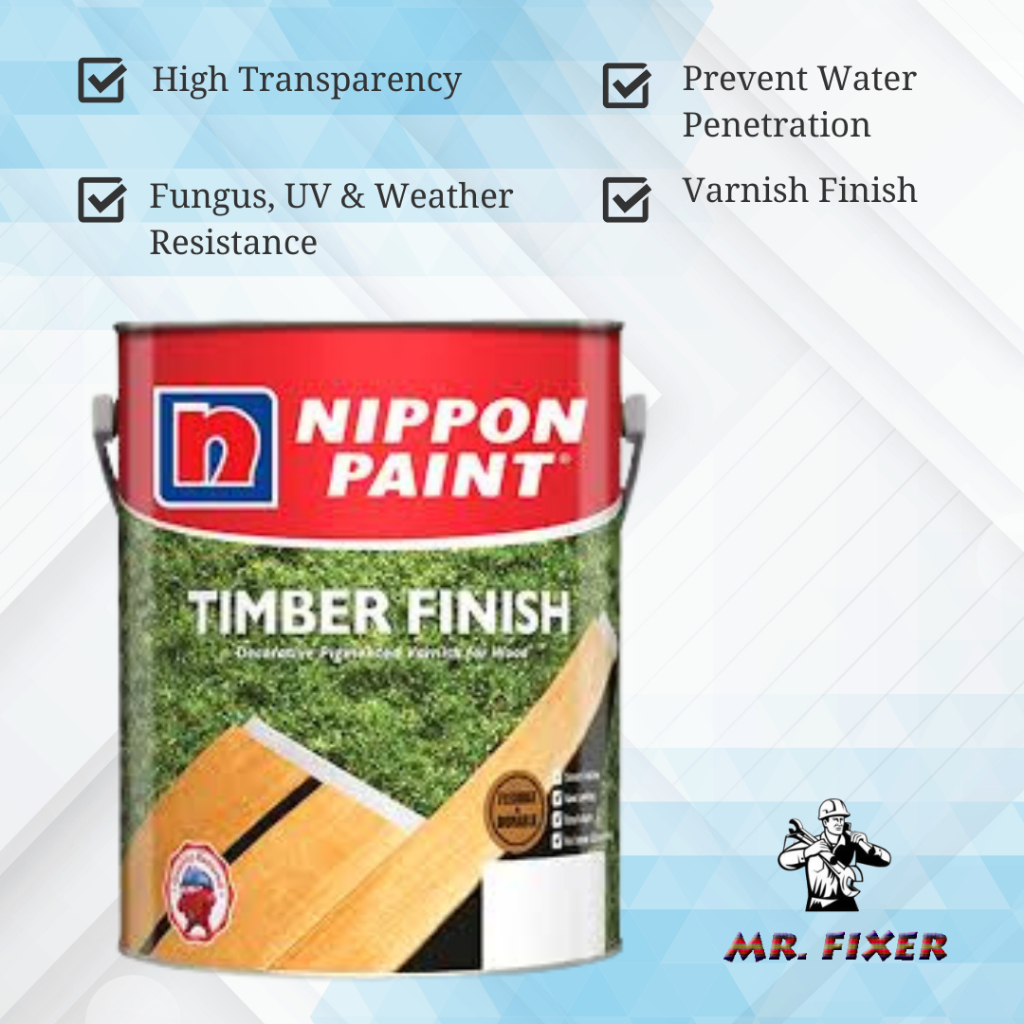 1L NIPPON PAINT Timber Finish Wood Paint Shellac Kayu Syelek | Shopee ...