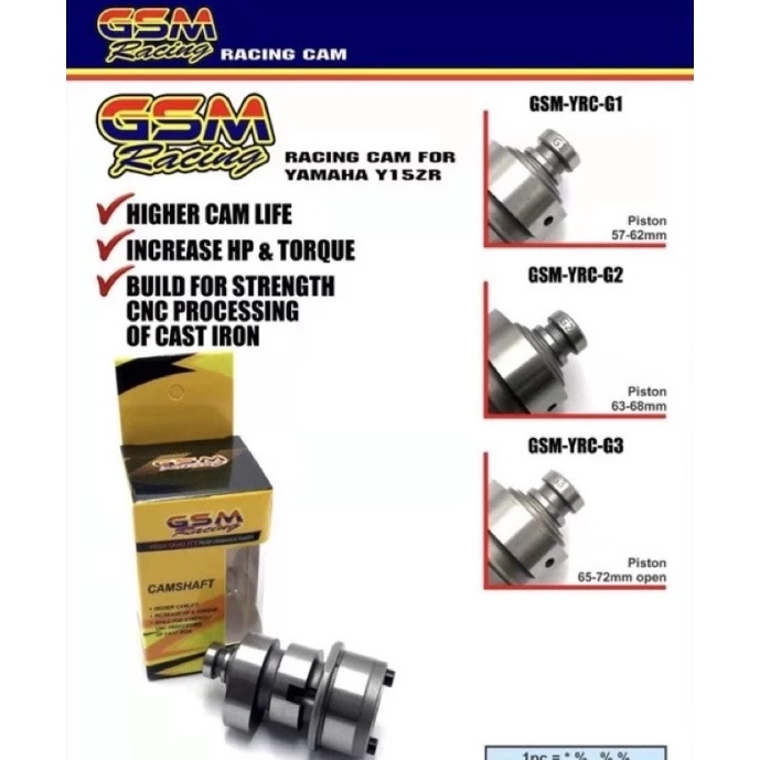 GSM CAM racing camshaft G1 / G2 / G3 / G4 / G5 Y15 / LC / FZ 135LC ...