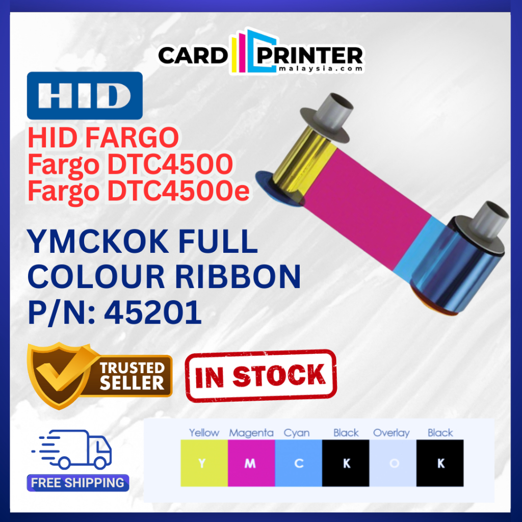 Eco YMCKOK HID Fargo DTC4500/DTC4500e Series Printer Card ID Cartridge ...