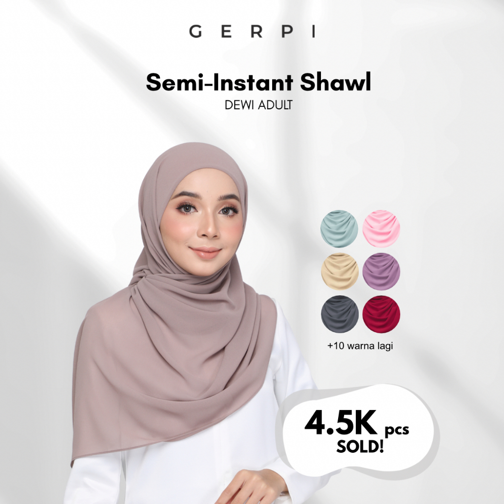 GERPI Dewi Shawl Tudung Chiffon Instant Inner Cotton Hijab 2 Meter ...