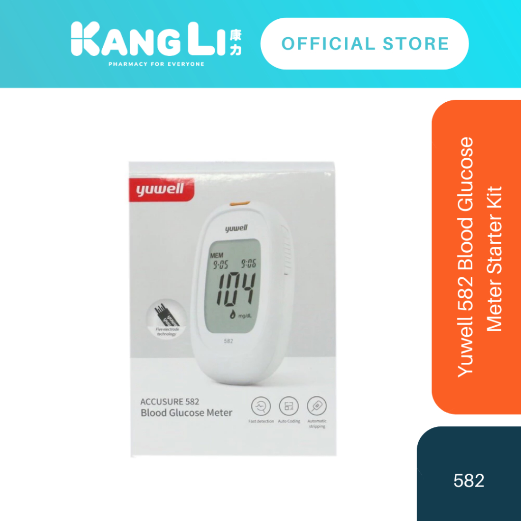 Yuwell 582 Blood Glucose Meter Starter Kit (Machine+Strip+Lancet ...