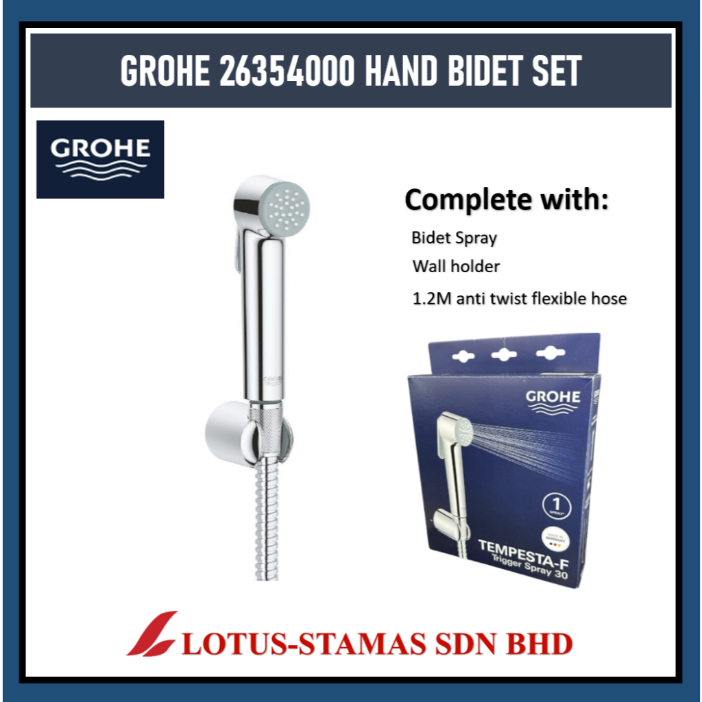 GROHE 26354000 Tempesta-F Trigger Hand Bidet Spray Metal Hose Set ...