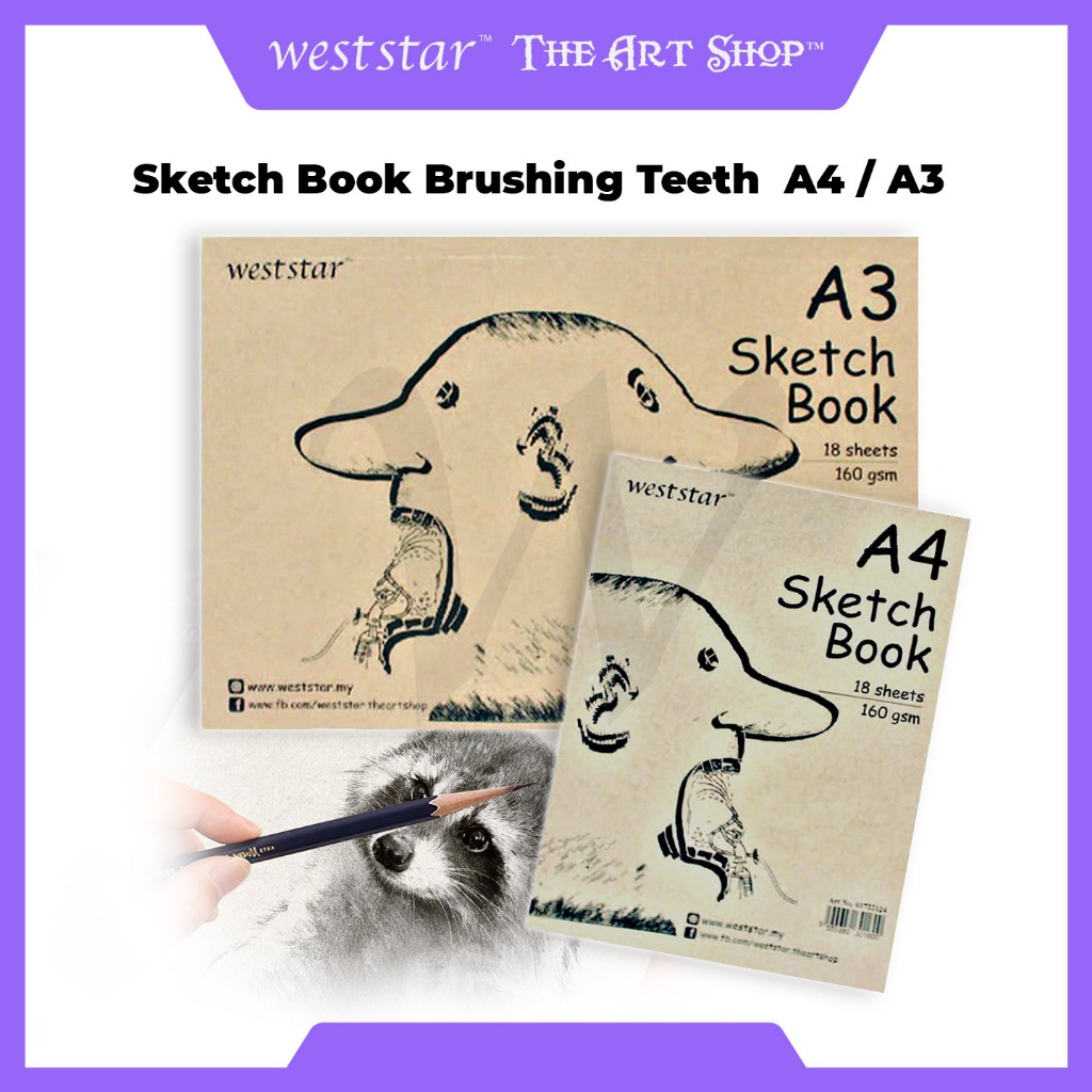 Sketch Book Brushing Teeth A4 / A3 (For Pencil, Pastel, Charcoal ...
