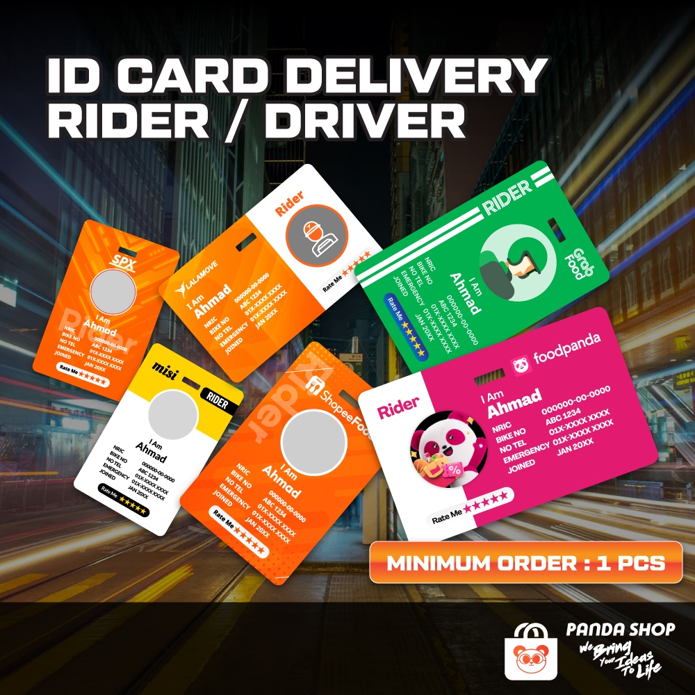 ID CARD RUNNER DELIVERY RIDER & DRIVER | GRAB - FOODPANDA - SHOPEE SPX ...