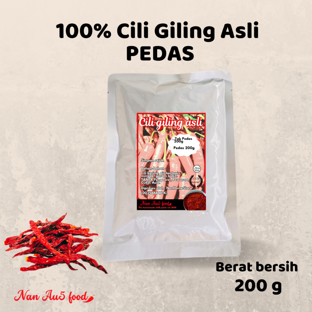 200g CILI GILING ASLI PEDAS | CHILLI PASTE | CILI KISAR PEDAS | CILI ...