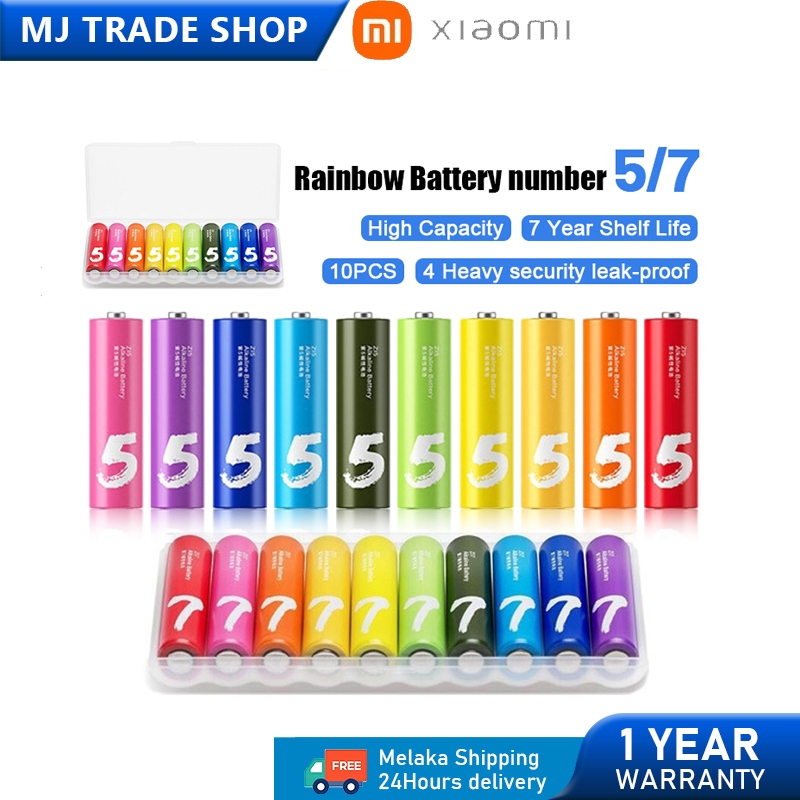 Xiaomi Battery ZMI Zi5 / ZMI Zi7 Rainbow AA / AAA Alkaline Battery 小米电池 | Shopee Malaysia