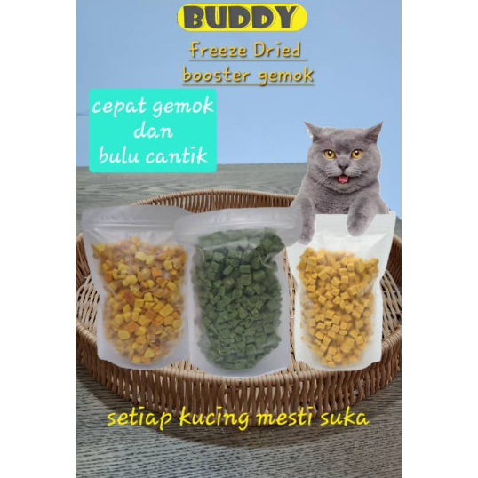 Buddy Freeze Dried Chicken, Booster Gemuk, Chicken Cubes, Chicken Snack ...