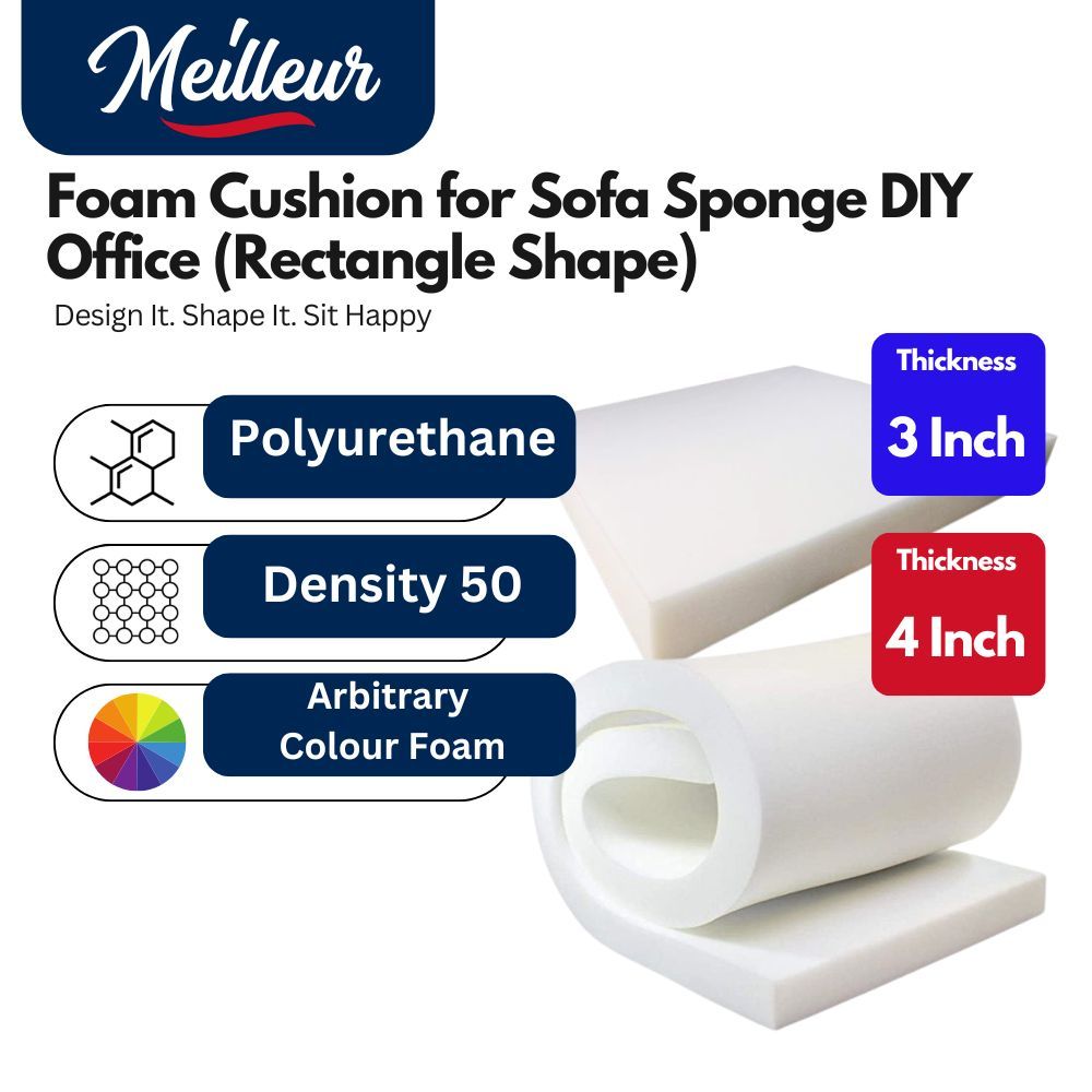 Meilleur 50D High Density 3-4 Inch Rectangle Foam Cushion Sofa Seat ...
