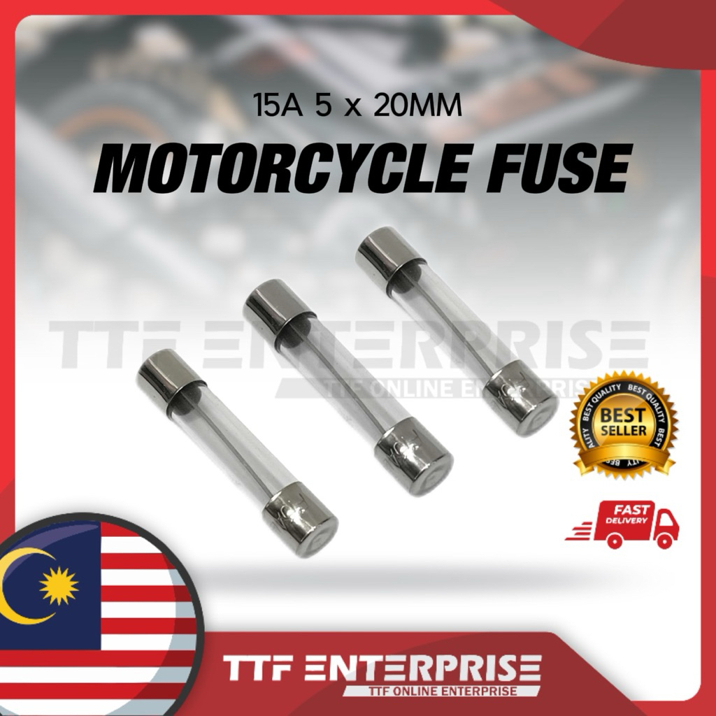(100PCS/BOX) MOTORCYCLE FUSE 15A*5X20mm FIUS MOTOSIKAL | Shopee Malaysia