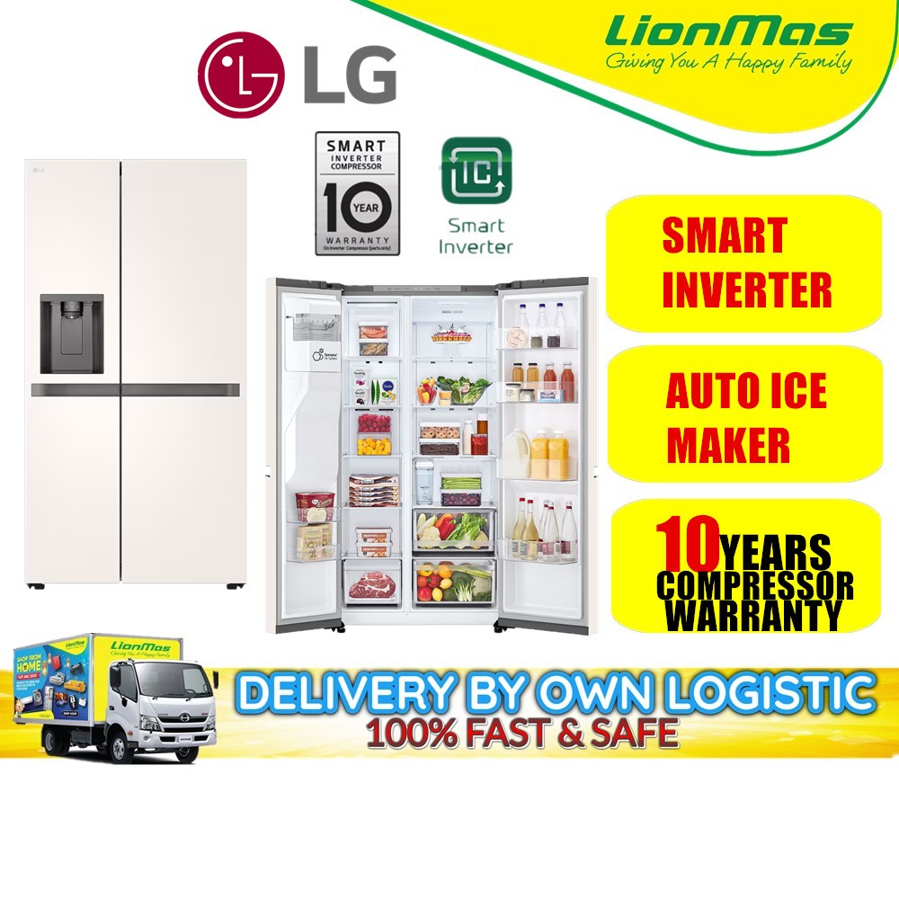 LG 635l Side by Side Refridgerator GC-L257KQKW Fridge with Auto Ice ...