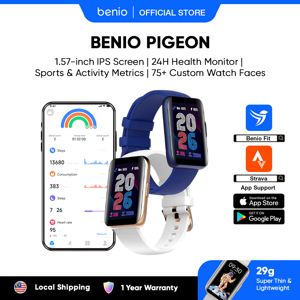 BENIO Pigeon - IPS 24H Health Monitor Smart Watch For Men Women & Kids ...
