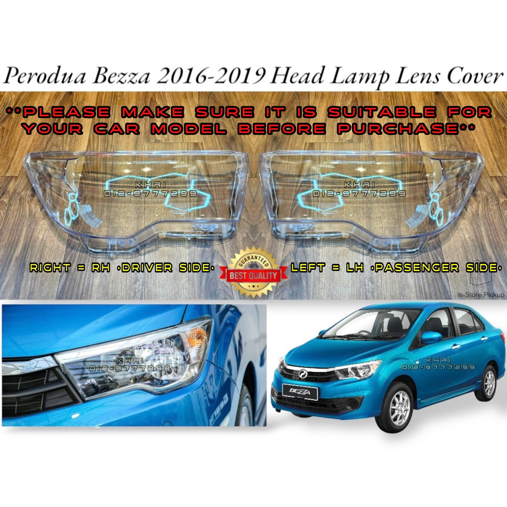 Perodua Bezza 2016-2019 Per Facelift Head Lamp Lens Cover Headlight ...