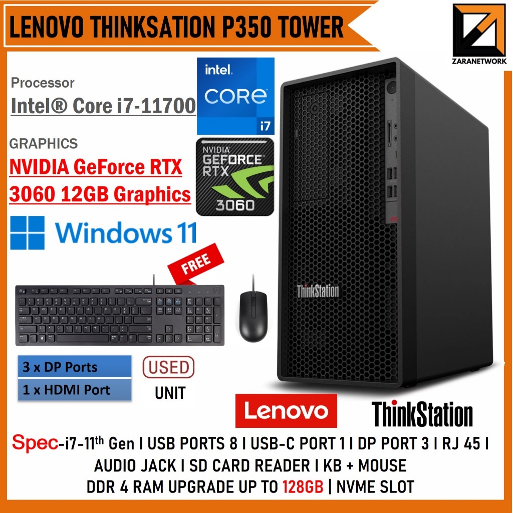 LENOVO THINKSTATION P350 Gaming Desktop PC Intel Core i7 (11th Gen ...