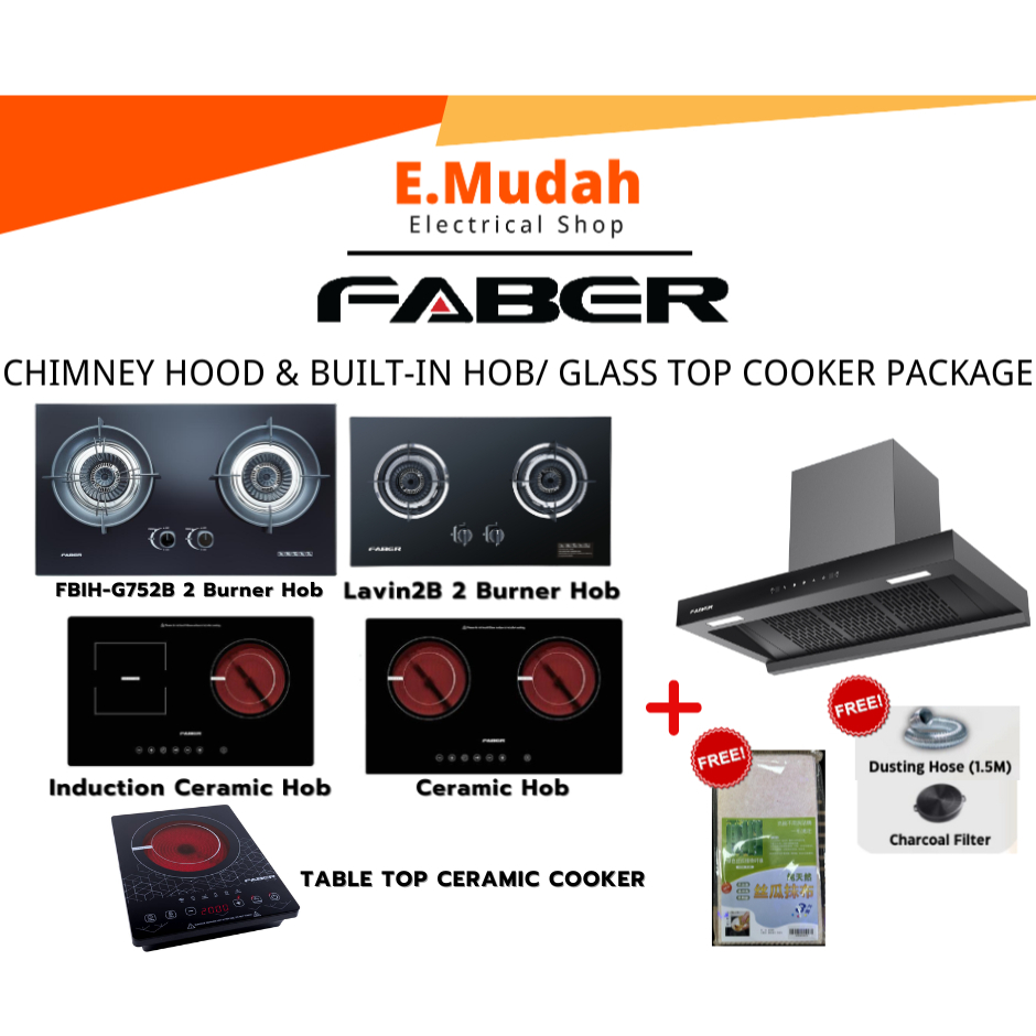 Faber Chimney Hood & Built-In Hob/Glass Top Cooker Combo Package ...
