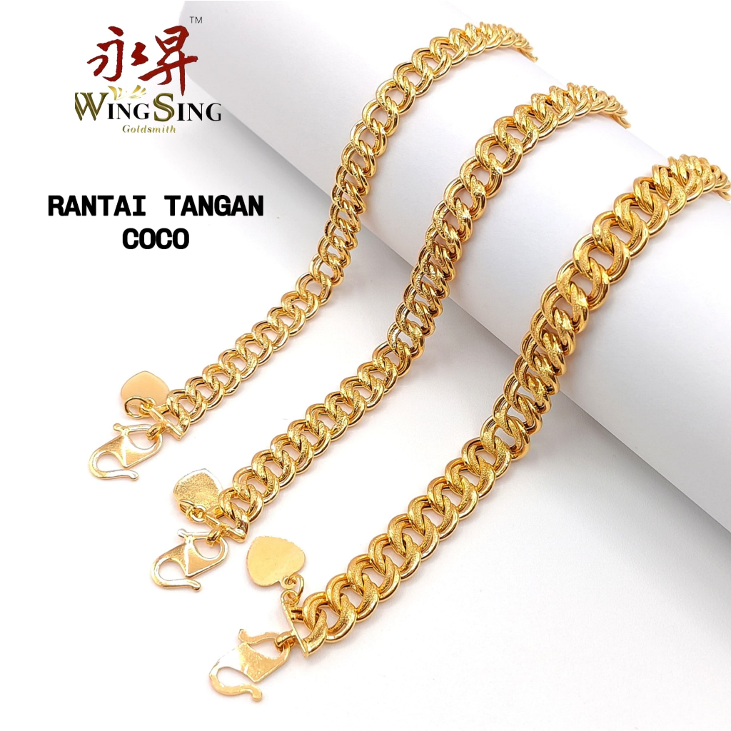 Wing Sing Rantai Tangan Coco Pasir Emas 916/Wing SIng 916 Gold Coco Bracelet | Shopee Malaysia