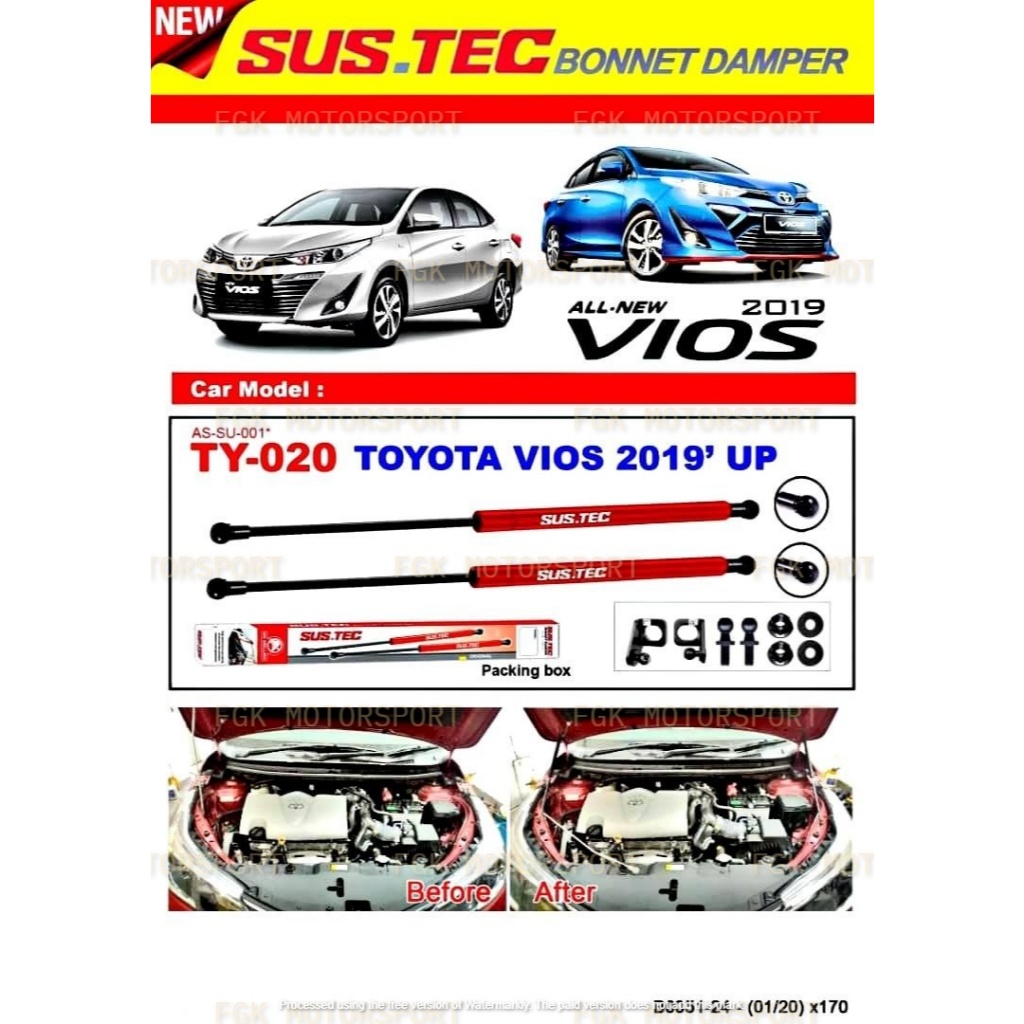 Toyota vios 2019 bonnet damper sustec | Shopee Malaysia