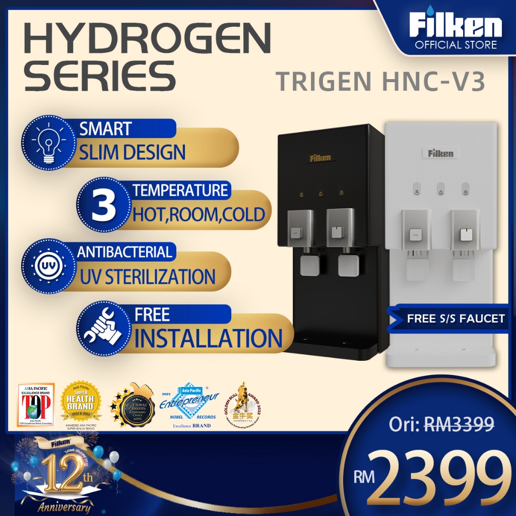 Filken TrigenH2-V3 Hydrogen Series Water Filter HOT ROOM COLD WATER ...