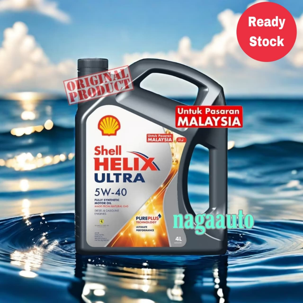 Original PM Shell Helix Ultra 5W40 Fully Synthetic Engine Oil (4 Liter) Proton, Perodua, Toyota ...