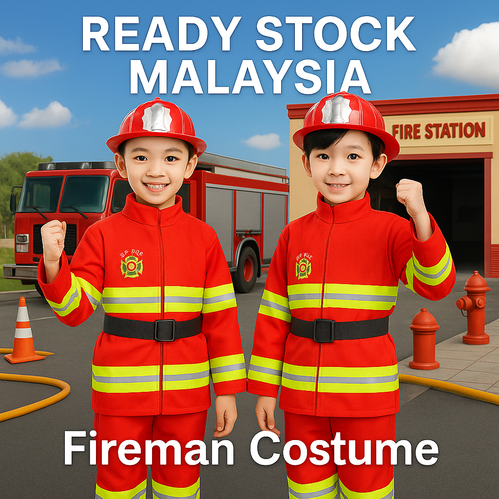 (Ready Stock) Kids Fireman Bomba Costume Malaysia Uniform Role Play ...