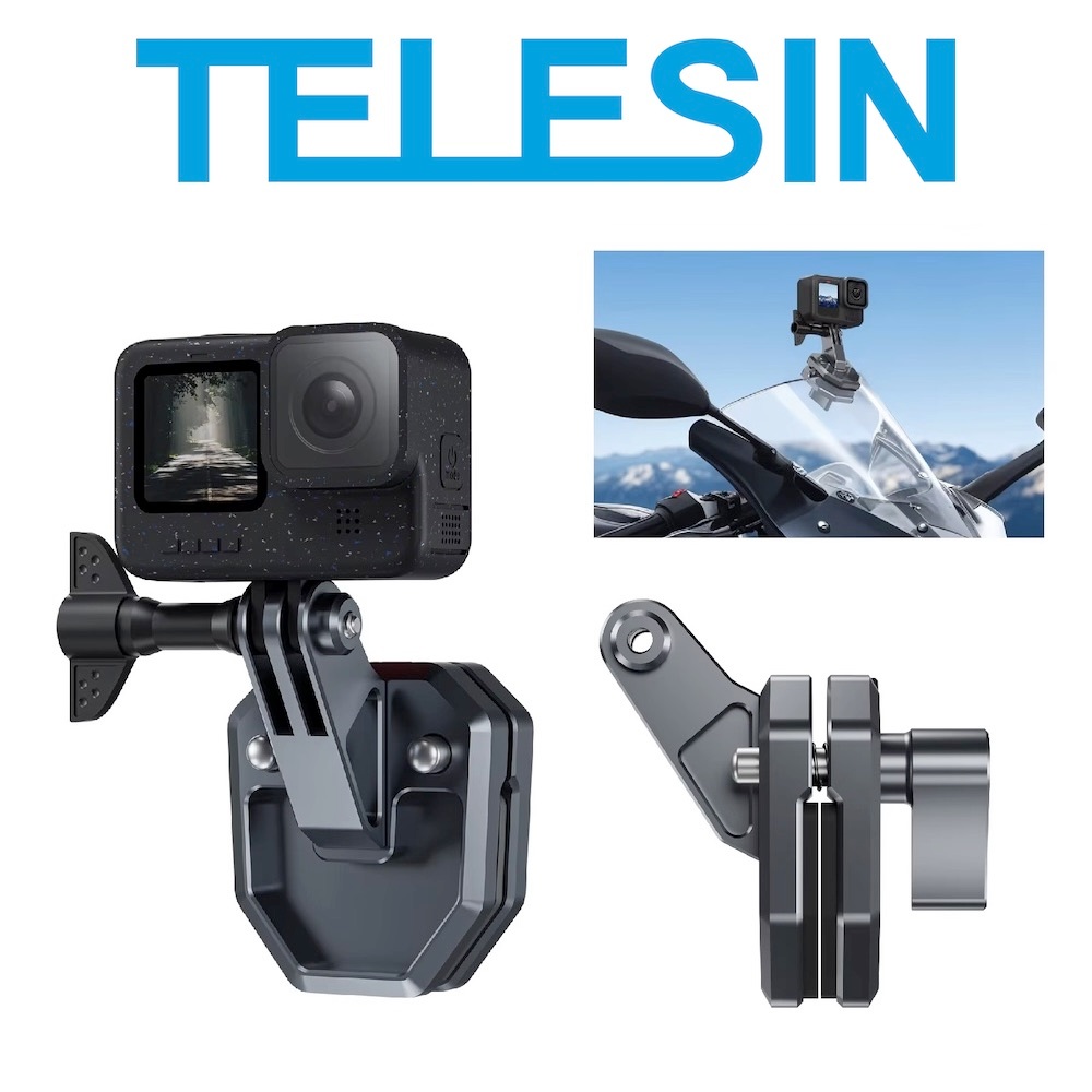 TELESIN Windshield Clamp Motorcycle Bike Mount for GoPro Insta360 DJI ...